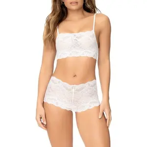 MAPALE Lace Bralette & Boyshorts Set White