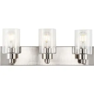 JONATHAN Y Irving 3-light Seeded Glass/iron Modern Contemporary Led Vanity Light - Nickel With Clear Shade