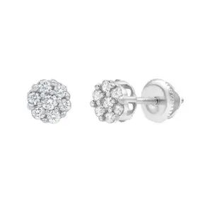 LUVMYJEWELRY Velvet Flower Cluster Diamond Stud Earrings - 14k White Gold
