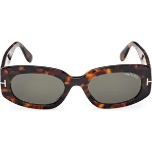 TOM FORD Cielle Oval Sunglasses - Dark Havana Eco /t Logo