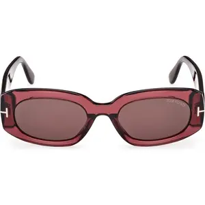 TOM FORD Cielle Oval Sunglasses - Transparent Wine / T Logo