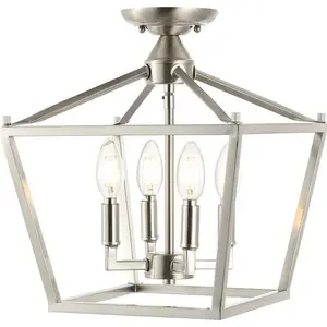 JONATHAN Y Plains 4-light Iron Modern Farmhouse Led Flush Mount - Nickel