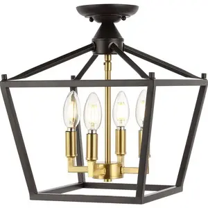 JONATHAN Y Plains 4-light Iron Modern Farmhouse Led Flush Mount - Oil Rubbed Bronze/brass Gold