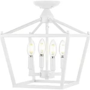 JONATHAN Y Plains 4-light Iron Modern Farmhouse Led Flush Mount - White
