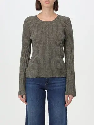 TWINSET Ribbed Metallic Sweater With Open Back - Gold