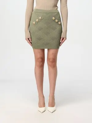 Balmain Button Detailed Knit Mini Skirt - Green