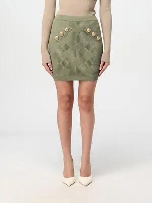 Balmain Button Detailed Knit Mini Skirt - Green