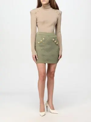 Balmain Button Detailed Knit Mini Skirt - Green