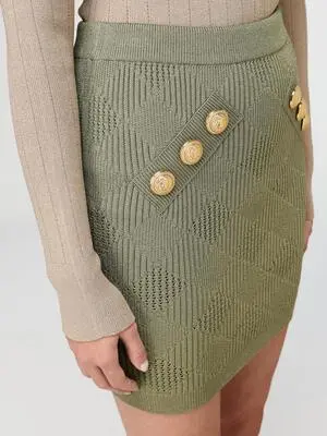 Balmain Button Detailed Knit Mini Skirt - Green