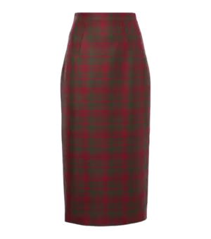EMILIA WICKSTEAD Lorelei Plaid Wool-blend Pencil Skirt - Red