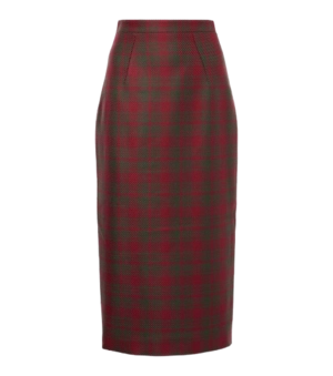 EMILIA WICKSTEAD Lorelei Plaid Wool-blend Pencil Skirt - Red