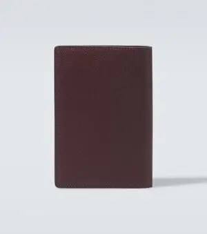 Balenciaga Logo Leather Passport Holder - Burgundy