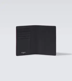 Balenciaga Logo Leather Passport Holder - Burgundy