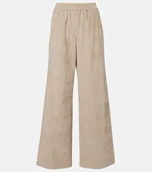 Brunello Cucinelli High-rise Wide-leg Corduroy Trousers - Beige