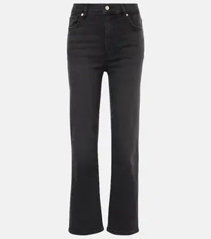 FRAME Le Sleek High-rise Straight Jeans - Black