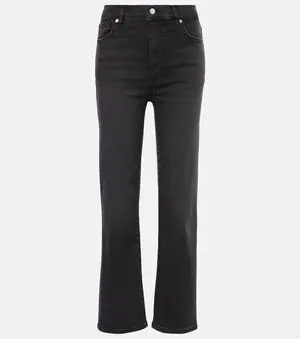 FRAME Le Sleek High-rise Straight Jeans - Black
