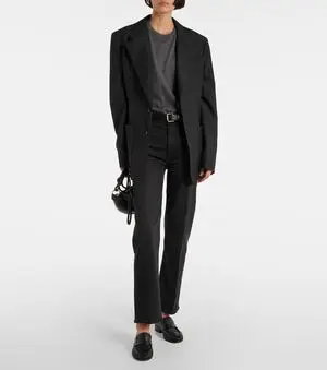 FRAME Le Sleek High-rise Straight Jeans - Black