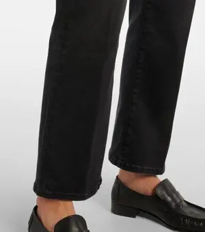 FRAME Le Sleek High-rise Straight Jeans - Black