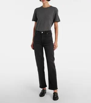 FRAME Le Sleek High-rise Straight Jeans - Black