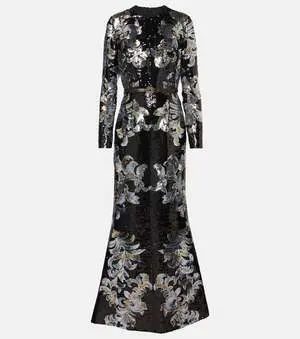 Elie Saab Printed Sequined Gown