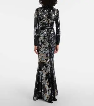 Elie Saab Printed Sequined Gown