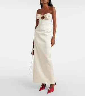 Magda Butrym Floral Appliqué Faux Pearl Mules - Red