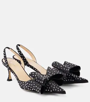 Mach & Mach Le Cadeau 65 Embellished Slingback Pumps - Black