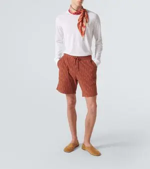 Frescobol Carioca Augusto Cotton Terry Jacquard Shorts - Brown