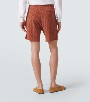 Frescobol Carioca Augusto Cotton Terry Jacquard Shorts - Brown