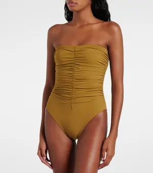 KARLA COLLETTO Gathered Bandeau One Piece Swimsuit - Green