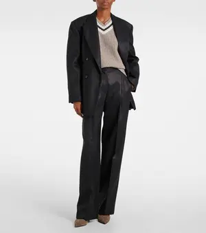 Brunello Cucinelli Wool-blend Wide-leg Trousers