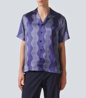 Frescobol Carioca Roberto Printed Silk Bowling Shirt