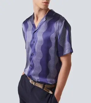 Frescobol Carioca Roberto Printed Silk Bowling Shirt