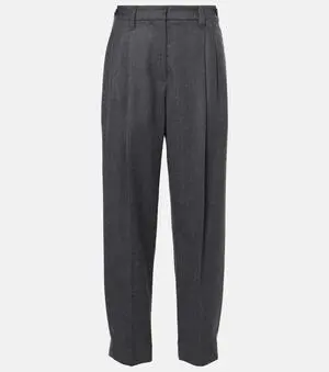 Brunello Cucinelli High-rise Wool Pants - Grey