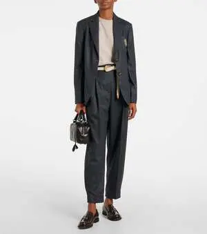 Brunello Cucinelli High-rise Wool Pants - Grey
