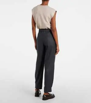 Brunello Cucinelli High-rise Wool Pants - Grey