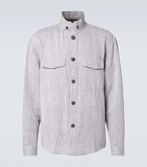 Frescobol Carioca Nuno Cotton And Linen Overshirt - Grey