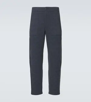 GOD'S TRUE CASHMERE Herringbone Checked Cashmere Pants - Blue