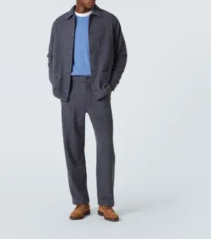 GOD'S TRUE CASHMERE Herringbone Checked Cashmere Pants