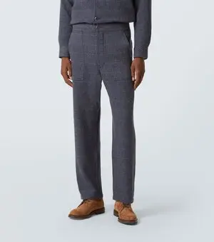 GOD'S TRUE CASHMERE Herringbone Checked Cashmere Pants