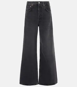 AGOLDE Dame High-rise Wide-leg Jeans - Black