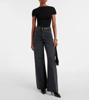 AGOLDE Dame High-rise Wide-leg Jeans - Black