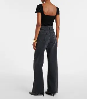 AGOLDE Dame High-rise Wide-leg Jeans - Black