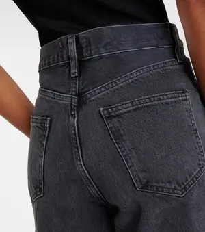 AGOLDE Dame High-rise Wide-leg Jeans - Black