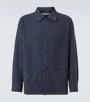 GOD'S TRUE CASHMERE Wizard Herringbone Checked Cashmere Overshirt