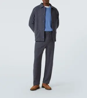 GOD'S TRUE CASHMERE Wizard Herringbone Checked Cashmere Overshirt