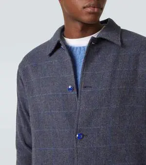 GOD'S TRUE CASHMERE Wizard Herringbone Checked Cashmere Overshirt