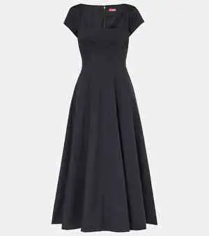 Staud Cotton Poplin Midi Dress - Black