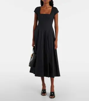 Staud Cotton Poplin Midi Dress - Black