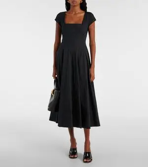 Staud Cotton Poplin Midi Dress - Black